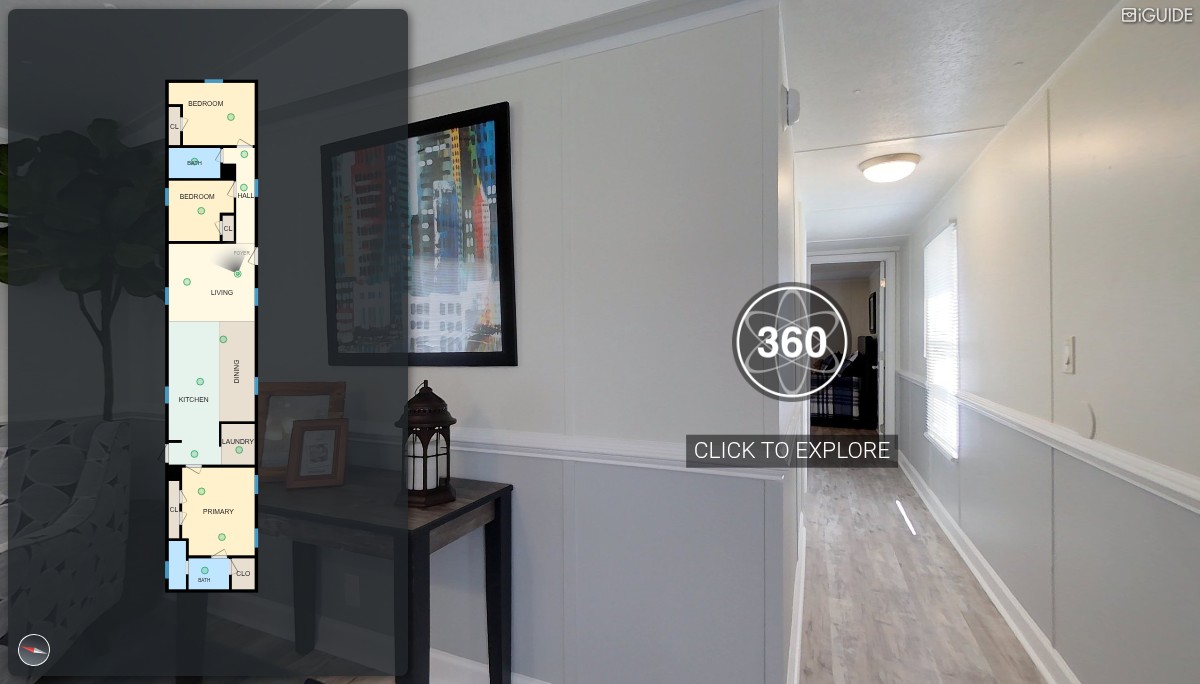 iGUIDE 3D Tour for 2 or 3 Bedroom Singlewide – 1060 SF